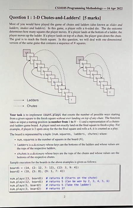 SOLVED: CS1010S Programming Methodology-16 Apr 2022 Question 1: 1-D ...