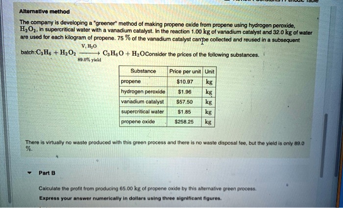 SOLVED:Alteratlvo method The company developing greener" method ol ...