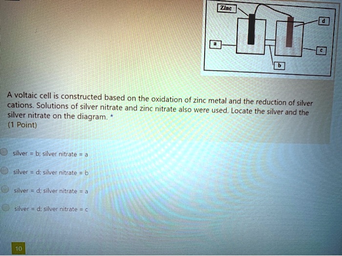 lnc a voltaic cell is constructed based on the oxidation of zinc metal ...