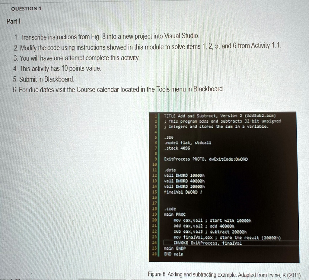 question 1 part i transcribe instructions from fig 8 into a new project ...