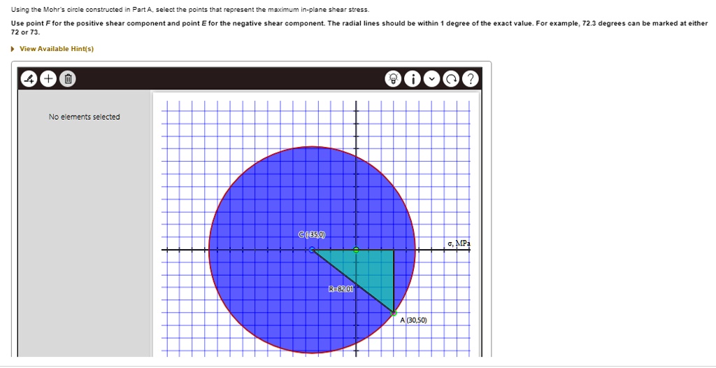 Using the Mohr's circle constructed in Part A, select the points that represent the maximum in ...