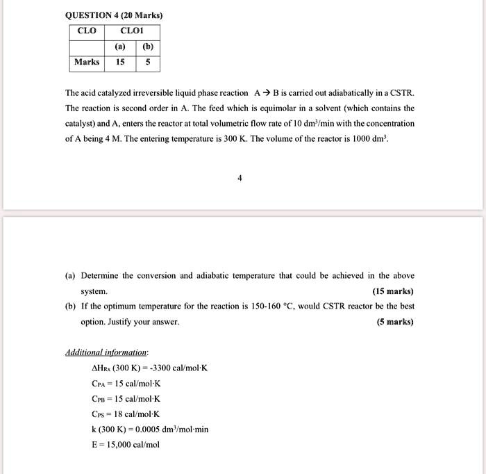 SOLVED: QUESTION 4 (20 Marks) CLO CLO1 (a) (b) 5 Marks 15 The acid ... SOLVED: QUESTION 4 (20 Marks) CLO CLO1 (a) (b) 5 Marks 15 The acid ...