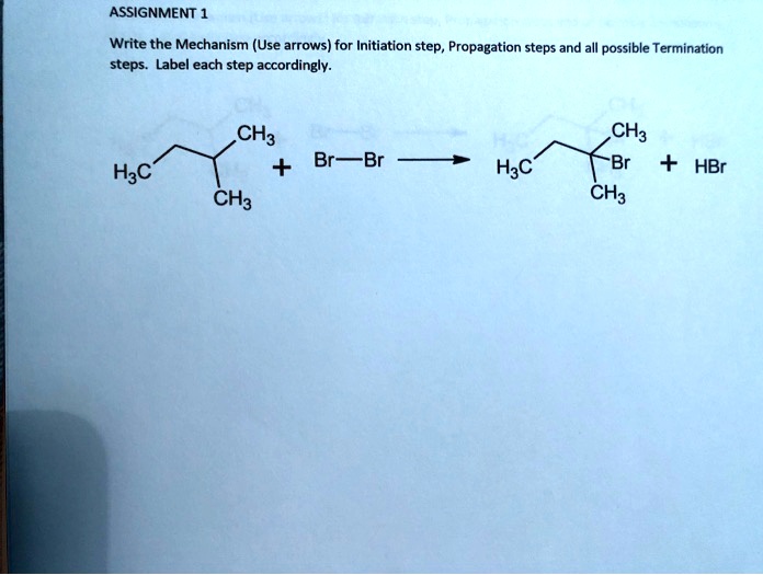 SOLVED: ASSIGNMENT 1 Write the Mechanism (Use arrows) for Initiation ... SOLVED: ASSIGNMENT 1 Write the Mechanism (Use arrows) for Initiation ...