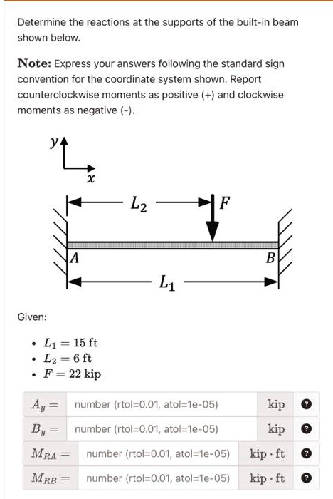 SOLVED: Text: Determine the reactions at the supports of the built-in ...