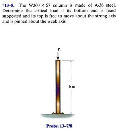 13-8. The W360 ×57 column is made of A-36 steel. Determine the critical ...