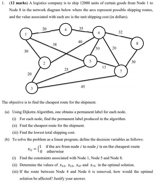 SOLVED: (12 marks) A logistics company is t0 ship 12000 units of ...