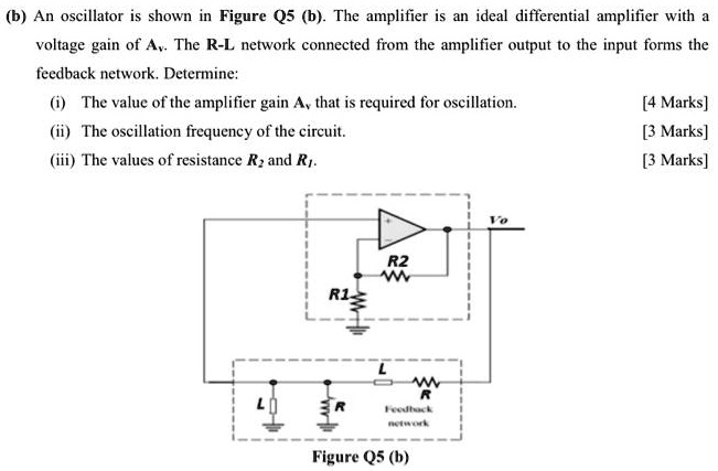 SOLVED: b An oscillator is shown in Figure Q5 (b. The amplifier is an ideal differential ...