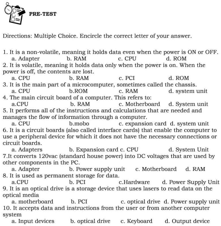 SOLVED: 'pasagot po pls yung alam lang po ang sagot ang mag comment PRE ...