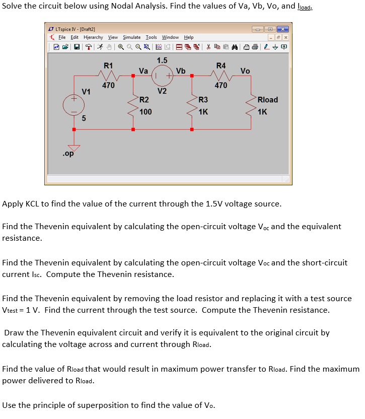 Solve the circuit using Nodal Analysis and Thevenin's equivalent. Solve the circuit below using ...