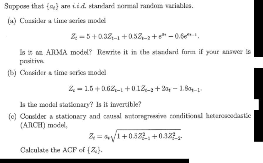 Solved Suppose That A Are Iid Standard Normal Random Variables A Consider Time Series 