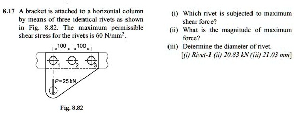 8.17 A bracket is attached to a horizontal column by means of three ...