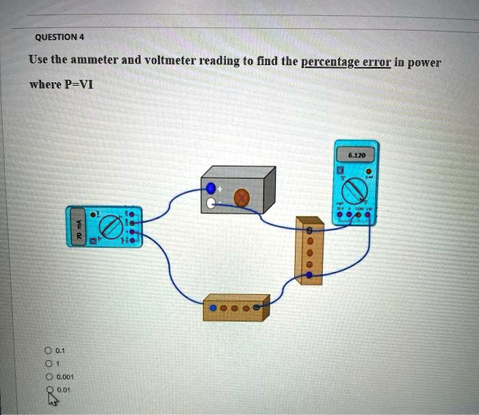 SOLVED: QUESTION 4 Use the ammeter and voltmeter readings to find the ...