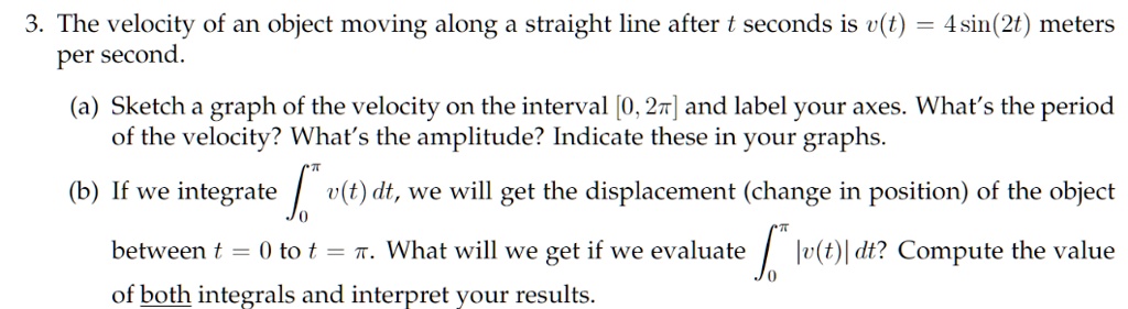 SOLVED: 3 The velocity of an object moving along a straight line after ...
