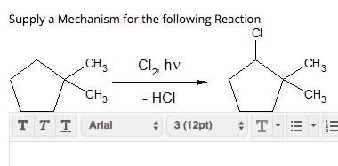 Supply a Mechanism for the following Reaction Cl CH3 Cl2,...