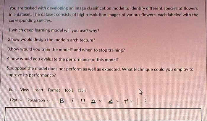 SOLVED: Texts: You are tasked with developing an image classification ...