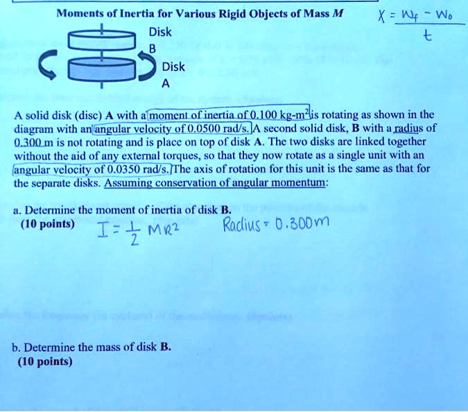 moments of inertia for various rigid objects of mass m disk x wf wo disk a solid disk disc with ...