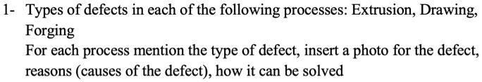 SOLVED: 1-Types of defects in each of the following processes ...