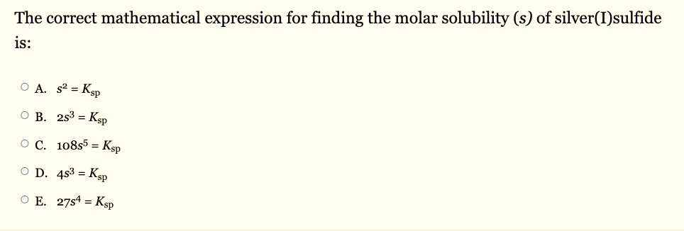 SOLVED: The correct mathematical expression for finding the molar ...