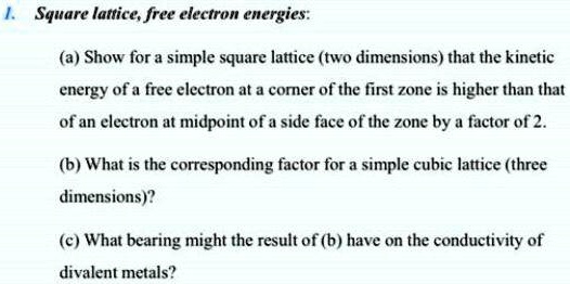 Solved Square Lattices Free Electron Energies A Show For A Simple