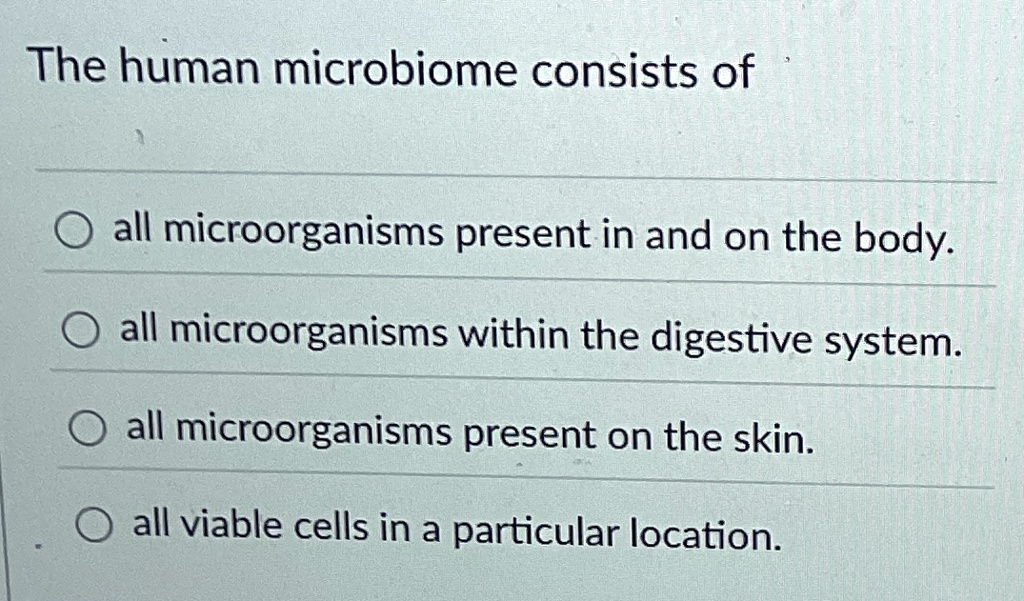 the human microbiome consists of all microorganisms present in and on ...