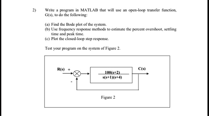 Solved Write A Program In Matlab That Will Use An Open Loop Transfer 7702