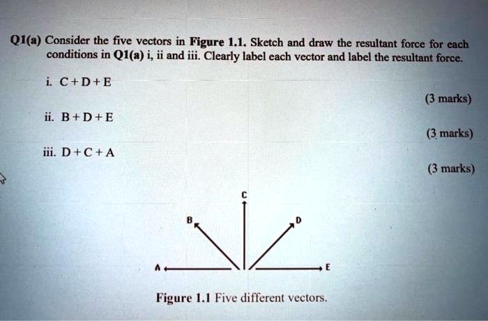 SOLVED: Q1(a) Consider the five vectors in Figure 1.1. Sketch and draw ...