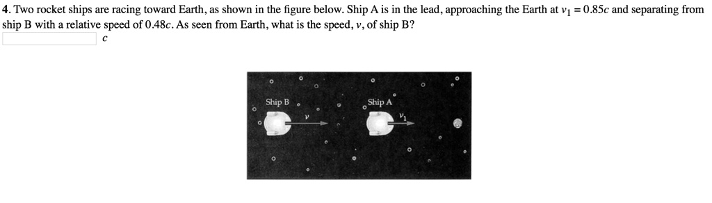 SOLVED: 4. Two rocket ships are racing toward Earth as shown in the ...