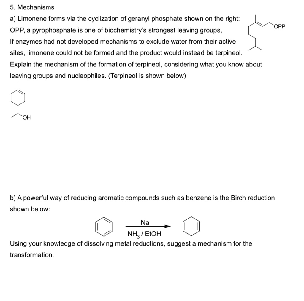 5. Mechanisms a) Limonene forms via the cyclization of geranyl ...