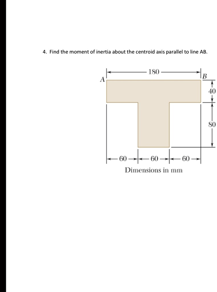 4. Find the moment of inertia about the centroid axis parallel to line AB.