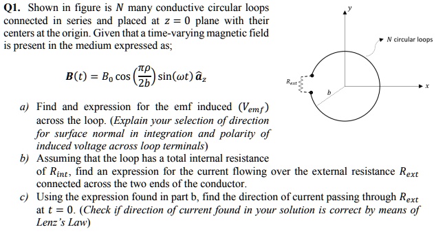 Q1. Shown in figure is N many conductive circular loops connected in ...