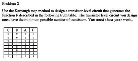 Problem 2 Use the Karnaugh map method to design a transistor-level ...