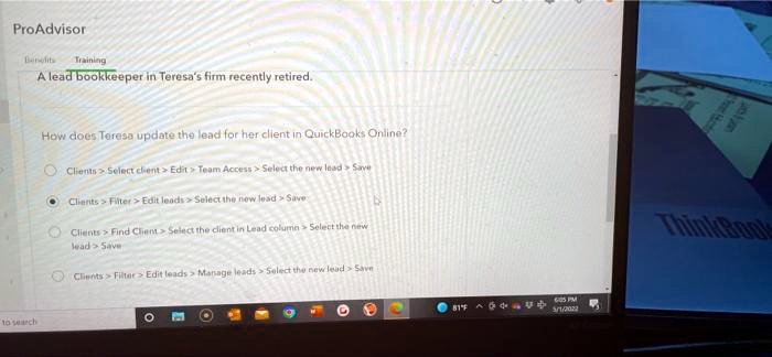 SOLVED: ProAdvisor Benefits Training: How to Update the Lead for a ...