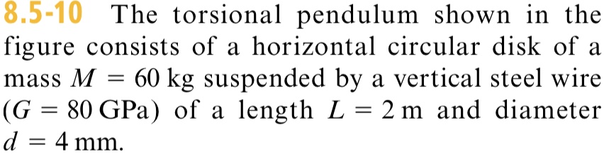 8.5-10 The torsional pendulum shown in the figure consists of a ...