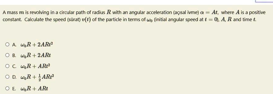 SOLVED: A mass m is revolving in a circular path of radius R with an angular acceleration ...