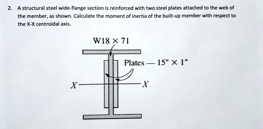 SOLVED: A structural steel wide-flange section is reinforced with two ...