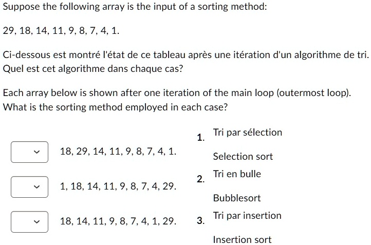 Solved Suppose The Following Array Is The Input Of A Sorting Method 2918141198741 Ci 9976