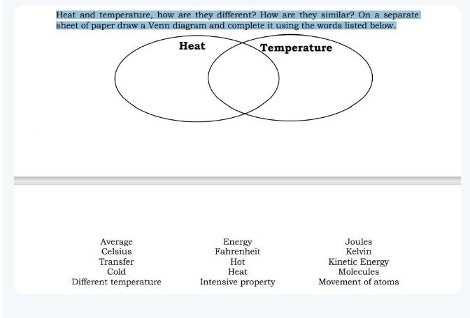 heat and temperature how are they different how are they similar on a ...