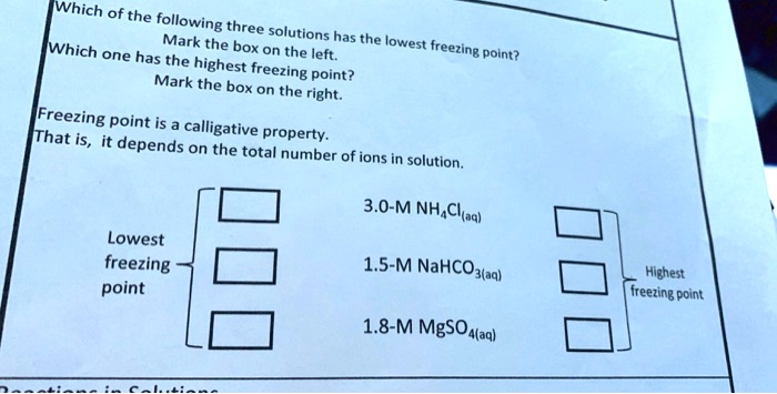 SOLVED: Which of the following three Mark the solutions has the= Which ...