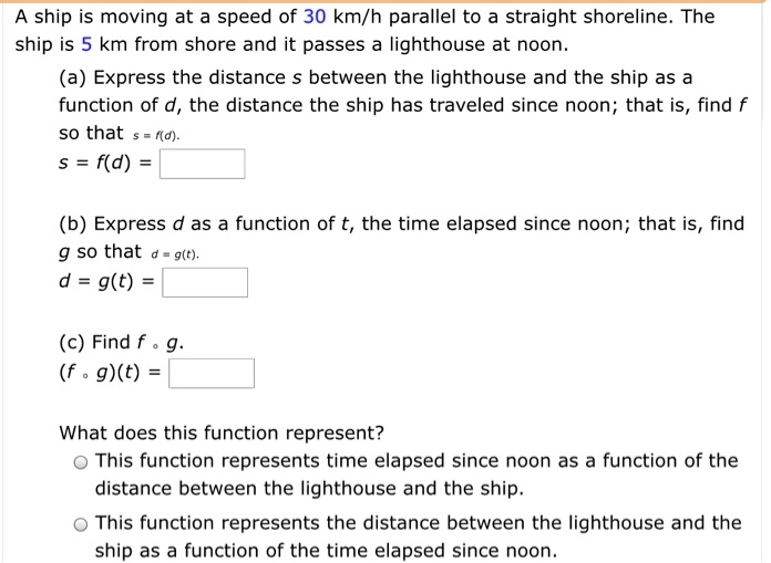 SOLVED: A ship is moving at a speed of 30 km/h parallel to a straight ...