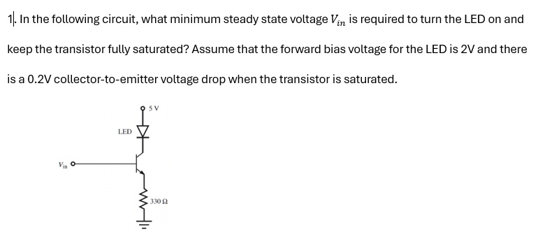[GET ANSWER] 1 in the following circuit what minimum steady state ...
