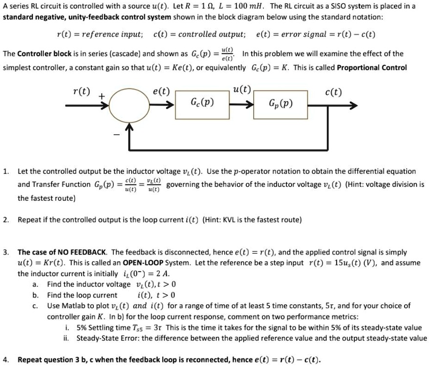SOLVED: Aseries RLcircuit is controlled with a source ut.Let R=1,L=100mH.The RL circuit as a ...