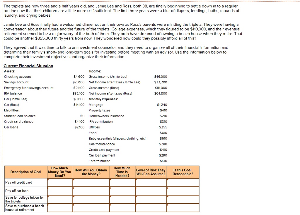SOLVED: The triplets are now three and a half years old,and Jamie Lee ...