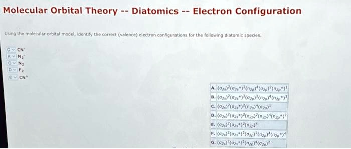 molecular orbital theory diatomics electron configuration using the ...