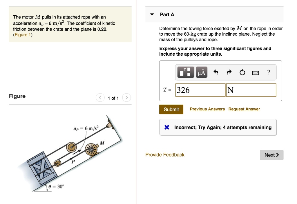 SOLVED: The motor M pulls in its attached rope with an acceleration ap ...