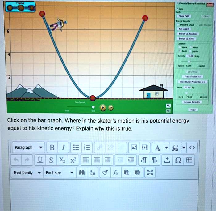 SOLVED: Click on the bar graph: Where in the skater's motion is his ...