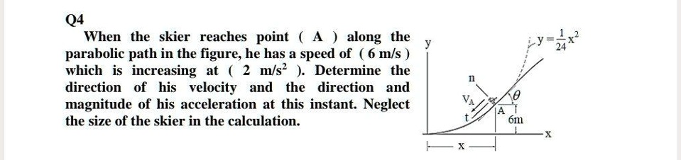 q4 when the skier reaches point a along the parabolic path in the ...