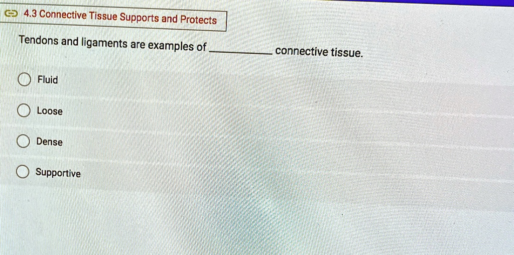 4.3 Connective Tissue Supports and Protects Tendons and ligaments are ...