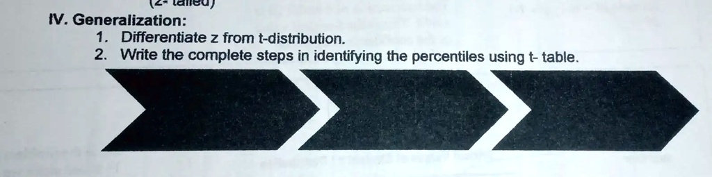 SOLVED: 47 allcu IV: Generalization: Differentiate Z from t-distribution. Write the complete ...