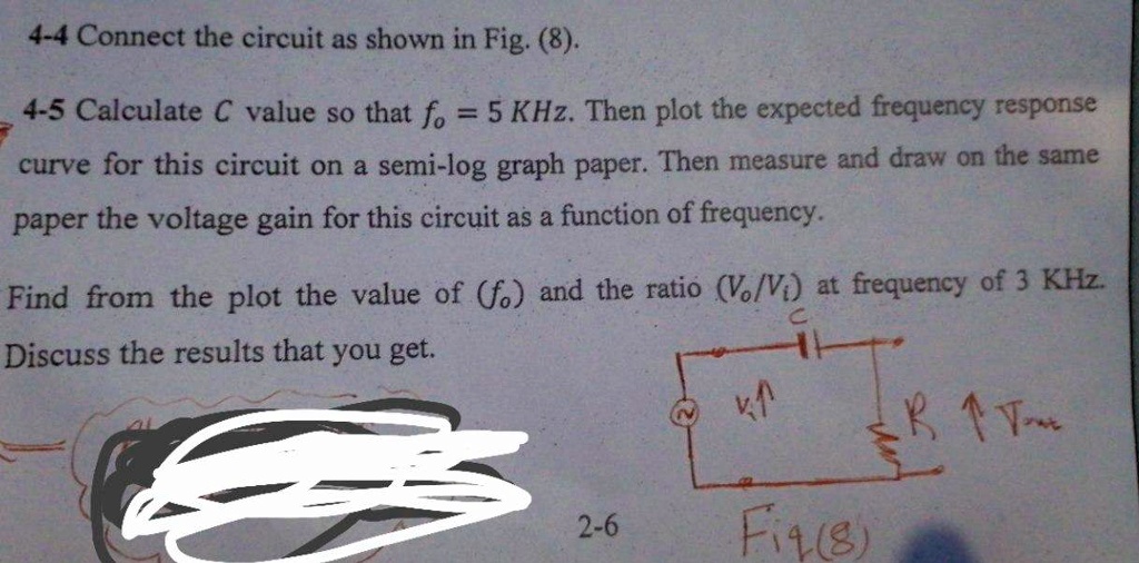 SOLVED: 4-4 Connect the circuit as shown in Fig: (8). 4-5 Calculate € value so that fo = 5 KHz ...