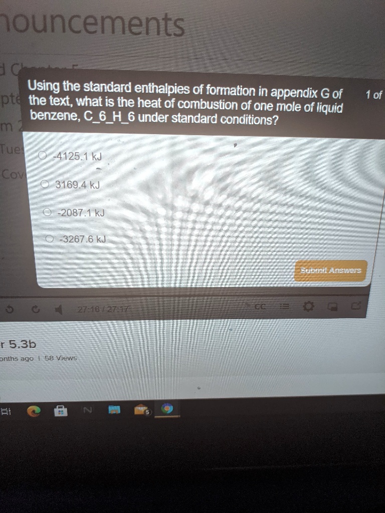 ouncements using the standard enthalpies of formation in appendix g of 1 of pte the text what is ...